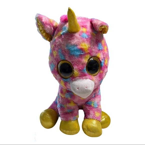 Ty | Other | Ty Beanie Boos Fantasia Multicolor Unicorn Jumbo Gold ...
